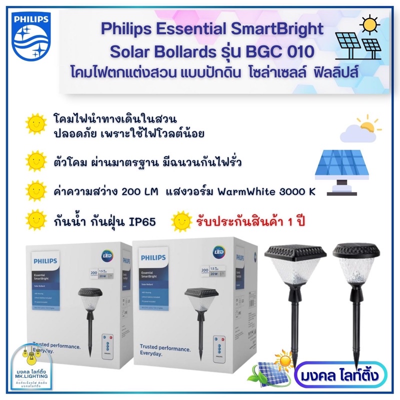 PHILIPS Solar โคมไฟติดผนัง โซล่าเซลล์ LED Smart Bright 5W 10W 30W รุ่น ...