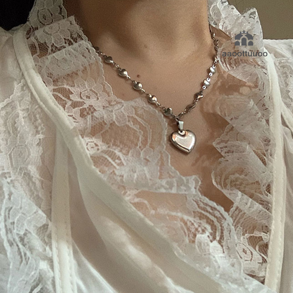 Simple Love Heart Charm Pendant Necklace Silver Color Chain Necklace ...