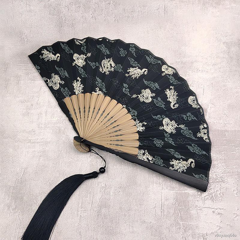 Facebook﹉ Cotton Fan Folding Fan Chinese Style Dragon Xiangyun Classic ...