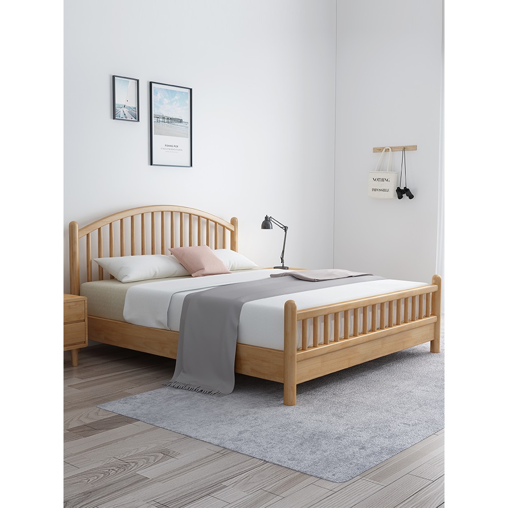 Nordic Style Solid Wood Bed Modern Minimalist1.5m1.8Mi Small Apartment ...