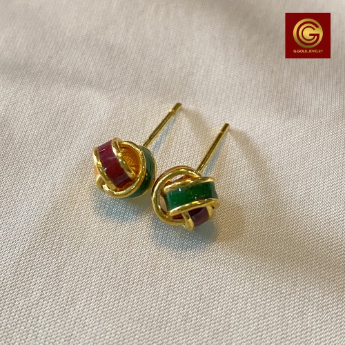 GGOLD ต่างหูทอง96.5แท้ 1.9 ก. ลายตะกร้อขอบคู่ ลายตะกร้อขอบคู่-ลงยา( ฟรี ...