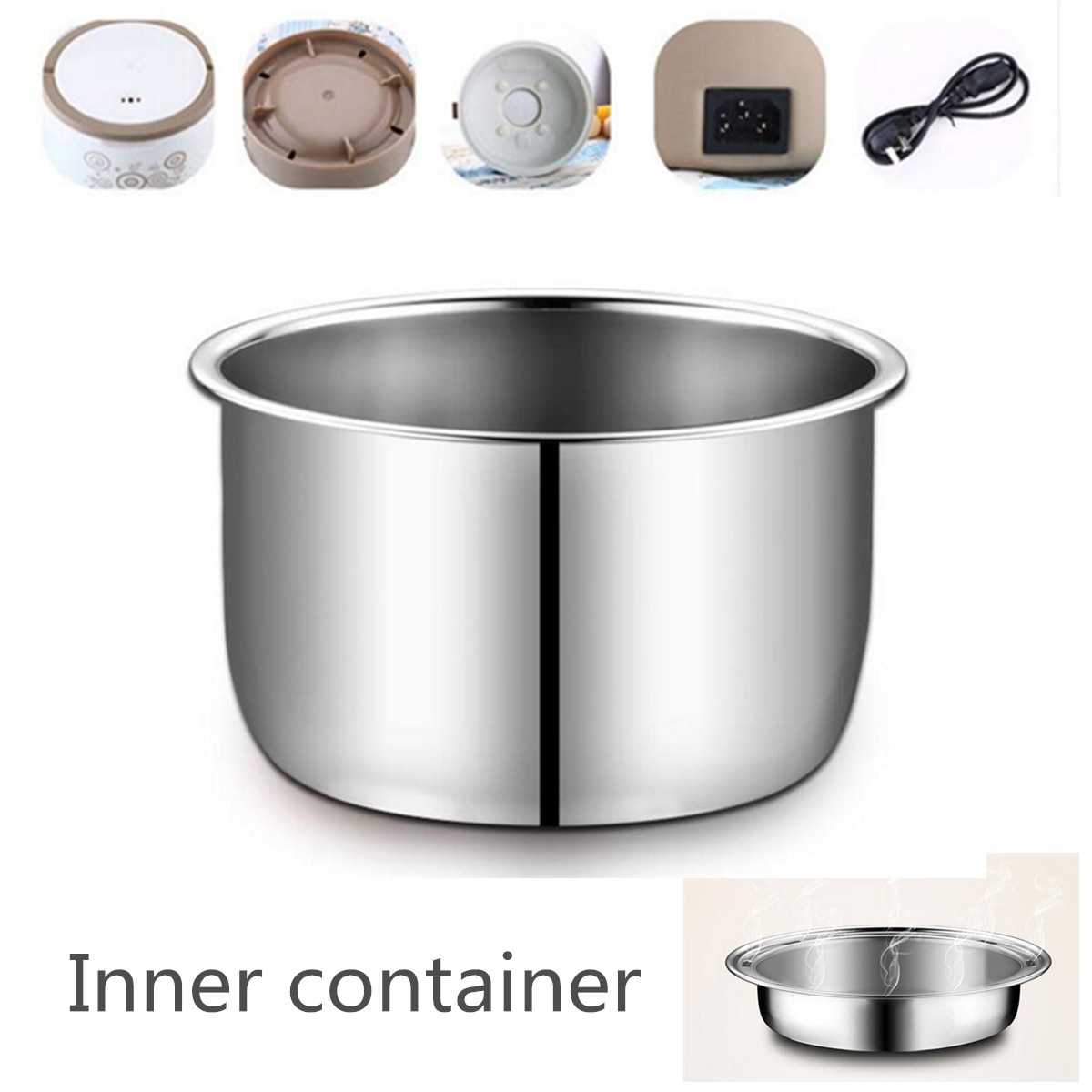 2L Mini Stainless Steel 3 Layers Electric Rice Cooker Steamer Portable ...