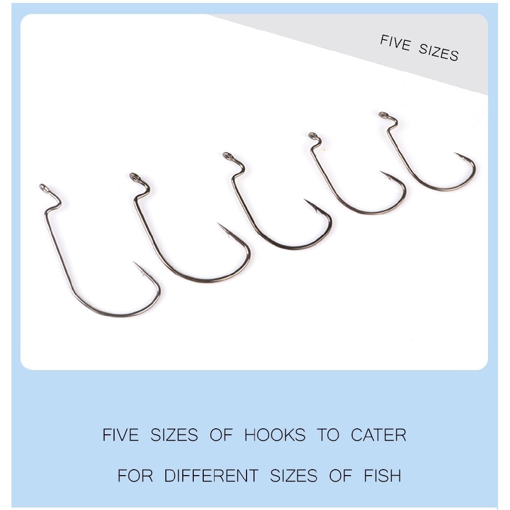 FTK 60Pcs Fishing Soft Worm Offset Hooks High Carbon Steel Lock Fishhooks - xuelang25531.th ...