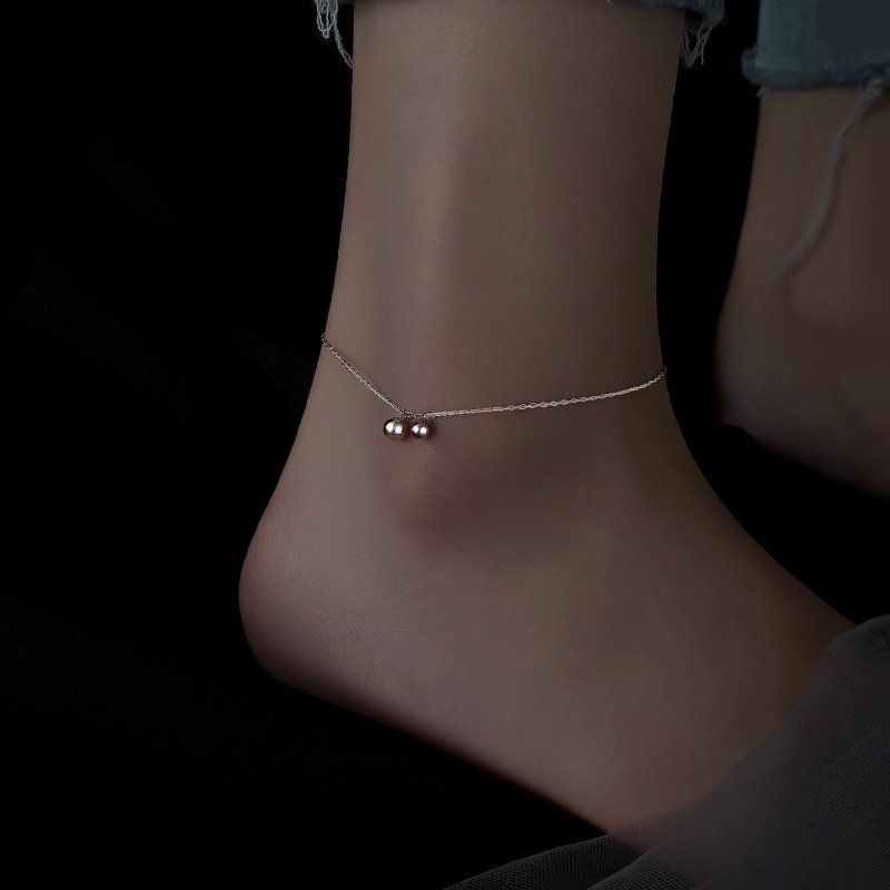 925 เงินสเตอร์ลิงลูกปัดสร้อยข้อเท้าผู้หญิงฤดูร้อน 2021 ใหม่อินเทรนด์ ins high-end Sense เท้า ...