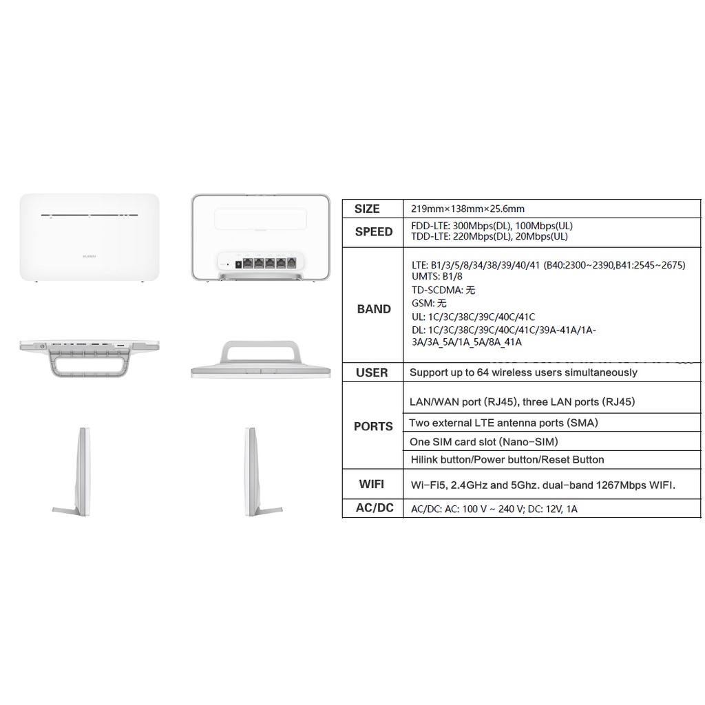New HUAWEI B535-836 Router 4G CPE Router Cat 7 300Mbps Routers WiFi ...