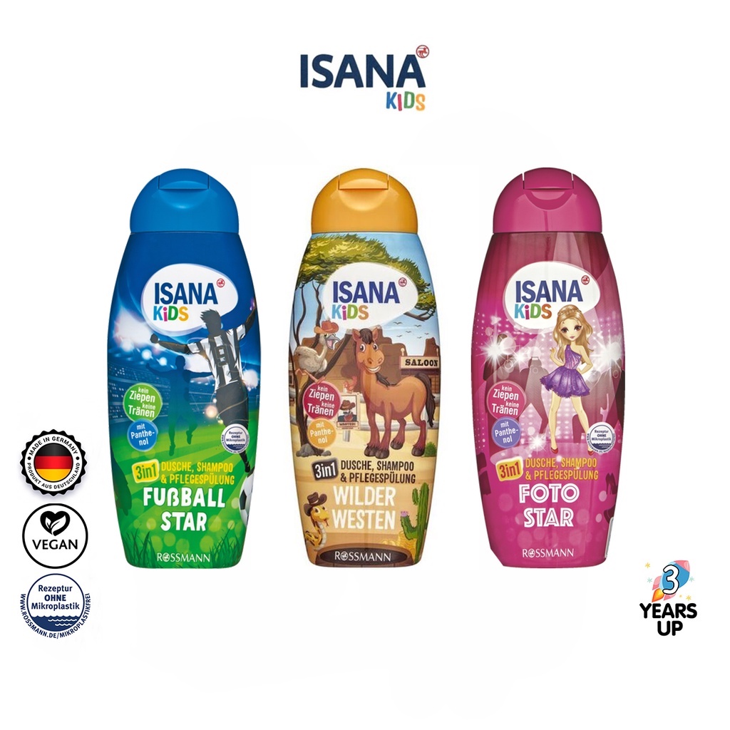 ISANA 3in1 เจลอาบน้ำ แชมพูผสมครีมนวดผม สำหรับเด็ก จากเยอรมนี (พร้อมส่ง ...