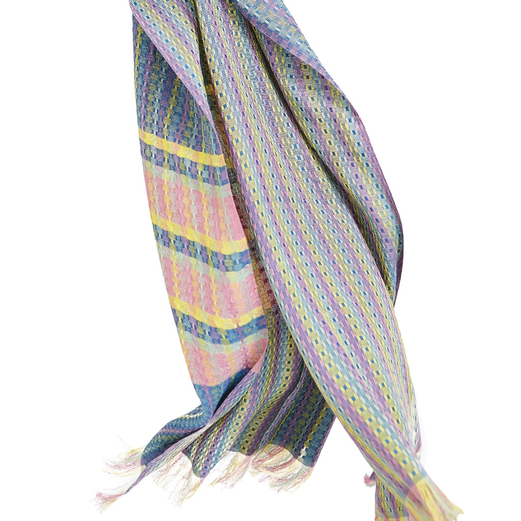 DoiTung Scarf Natural Dyed - Mixed Stripe Blue (50x200 cm.) ผ้าพันคอ ทอ ...