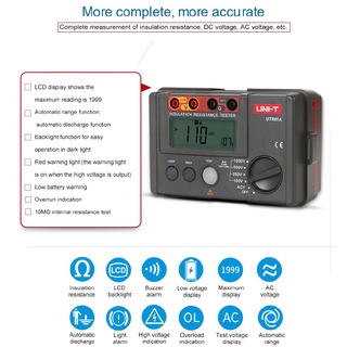 UNI-T UT501A 1000V Insulation Resistance Tester 2000 Count LCD Display ...