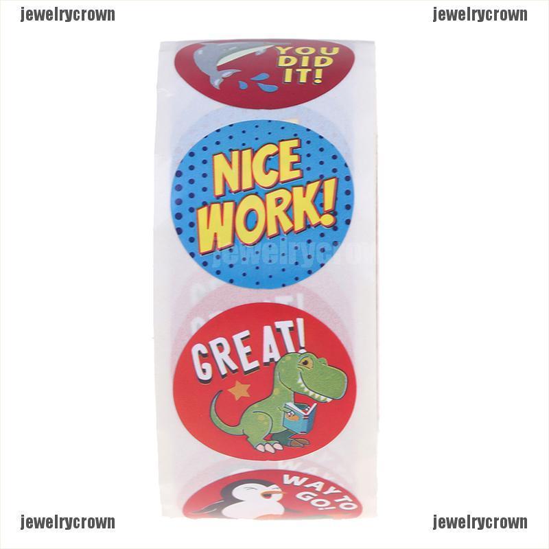 [Crown] 500PCS/Roll Nice Work Super Job Stickers Stationery Sticker ...