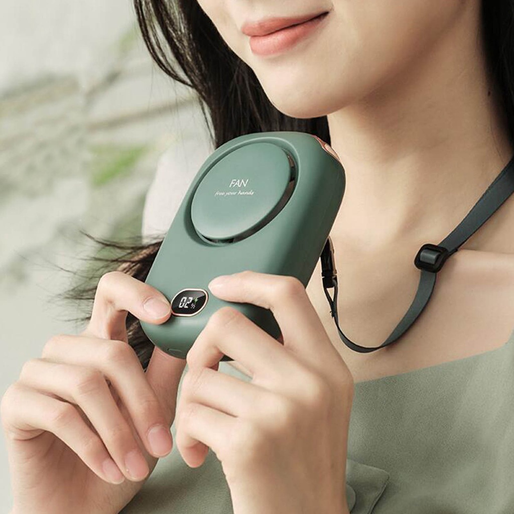 พัดลมSummer Air Cooler Hanging Neck Fan With USB Rechargeable ortable ...