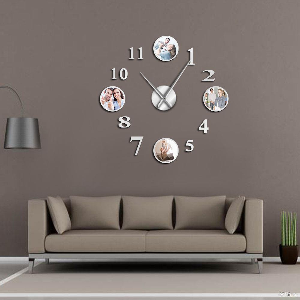 Photo Picture Frameless DIY Large Mute Wall Clock Custom Photo ...