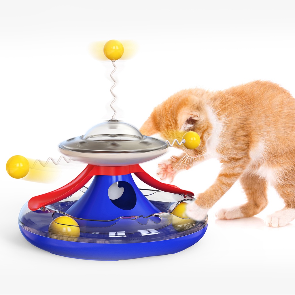 360Rotation Orbital Turntable Cat Toy Funny Cat Stick Cat Interactive ...
