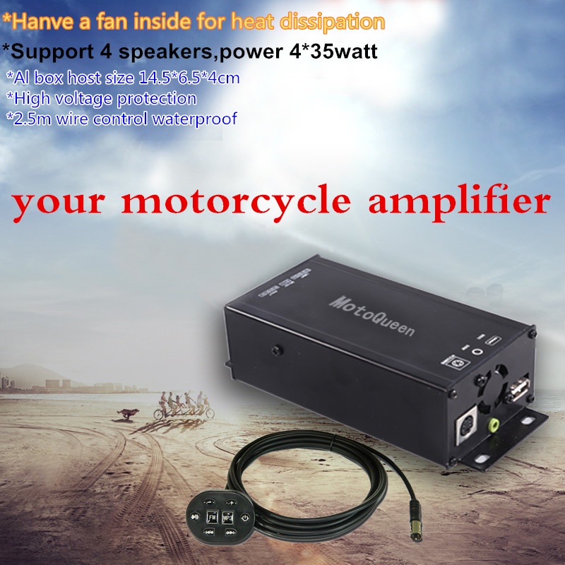 12V Audio Amplifier Motorcycle Radio Speakers MP3 Player Bluetooth ...