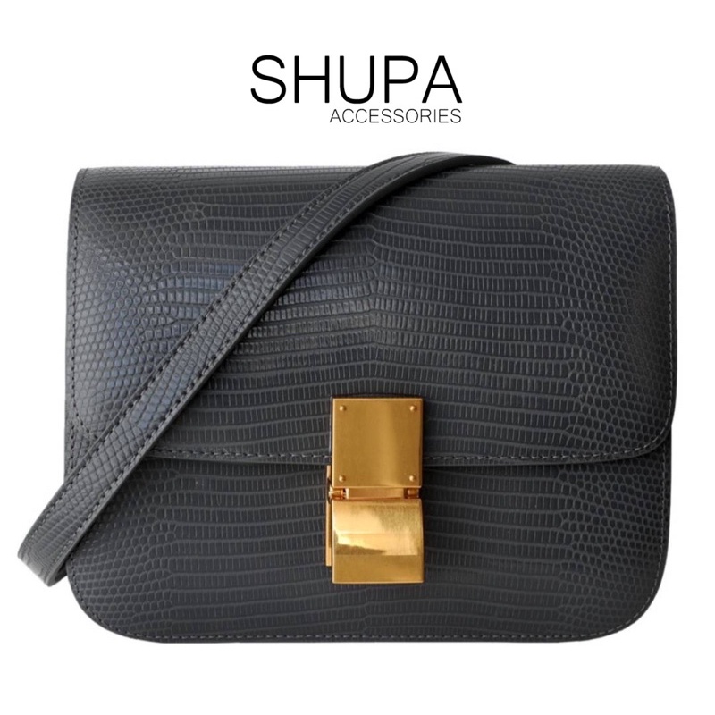 พรีออเดอร์ กระเป๋าสะพายข้าง รุ่น CL BOX BAG หนังแท้ ลาย LIZARD SKIN ...