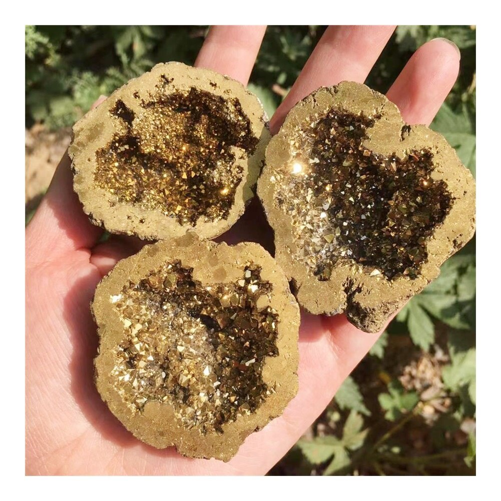 Natural Angel Aura Agate Geode Crystal Hole Mineral Specimen Contains ...