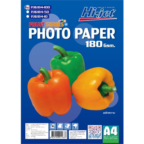 Hi-jet กระดาษโฟโต้ ผิวมัน Inkjet Fruit Series Glossy Photo Paper 180 แก ...