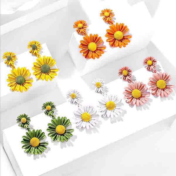 ต่างหูดอกเดซี่ 2020 ใหม่คลื่น Xiao Zou Fruited เดซี่แบบต่างหูดอกไม้ต่าง ...