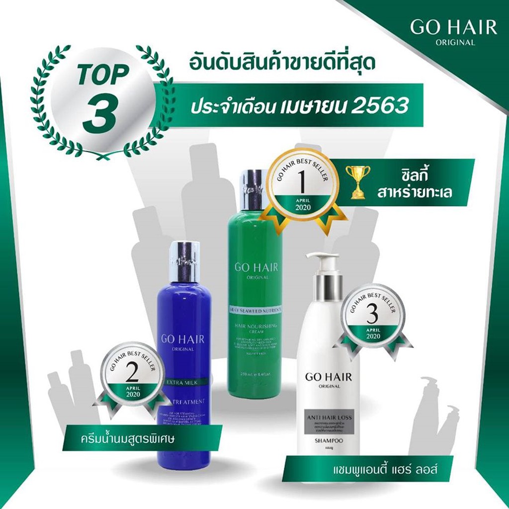 โกแฮร์ ผลิตภัณฑ์บำรุงผม อาหารผม ทรีทเม้นท์ ขนาด 100/250 มล. GO HAIR ...