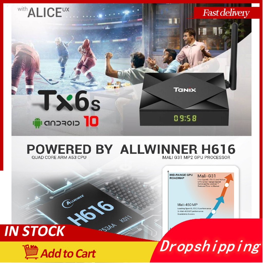 Tanix TX6 TX6s 4GB + 32GB PreInstall10K channels Android Smart Tv Box ...