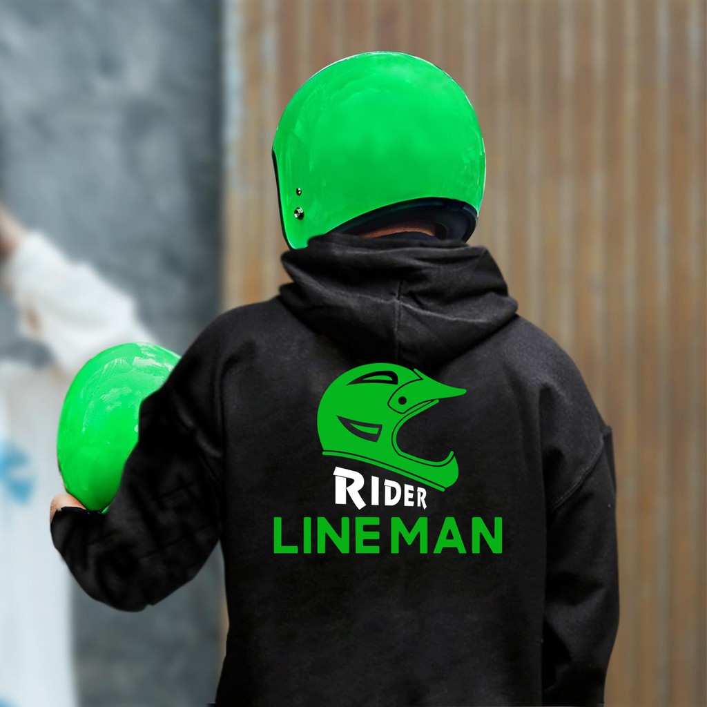 เสื้อฮู้ด LINE MAN Rider ไลน์แมน งานป้าย แบบซิป ผ้าดีเกรดA เสื้อกันหนาว ...