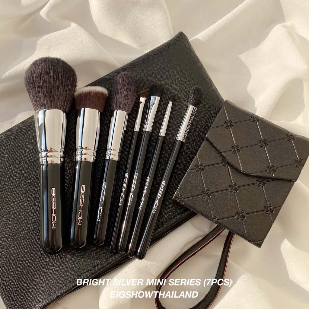 เซตแปรงแต่งหน้าขนสัตว์แท้ EIGSHOW Mini Series (7PCS) - Bright Silver แปรงแต่งหน้าด้ามจับมินิ ...
