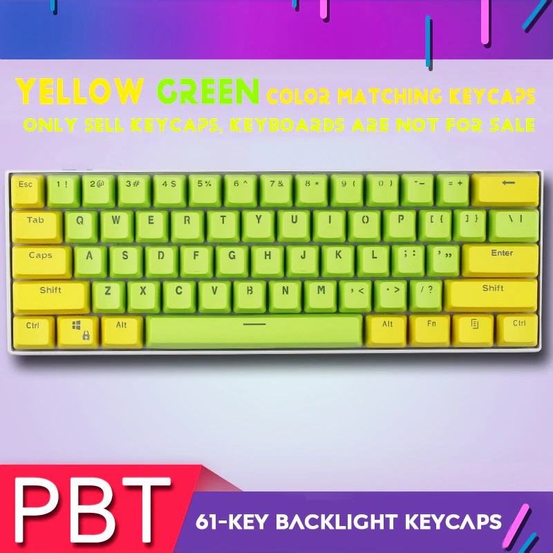 GPlanet เซ็ตปุ่มคีย์แคป 104 คีย์ PBT Backlight Keycaps ไฟลอด สำหรับคีย์ ...