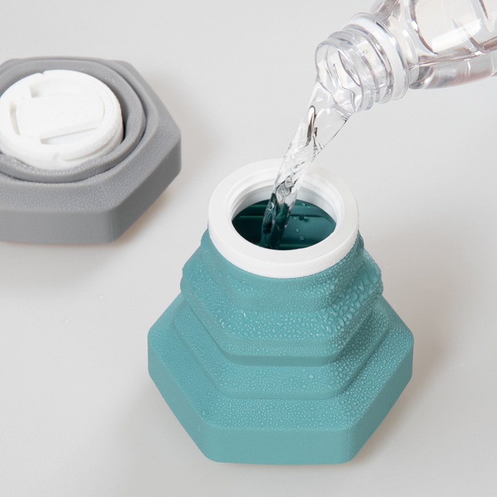 (IN STOCK) Round Folding Water Cup Silicone Water Bottle Large Capacity ...