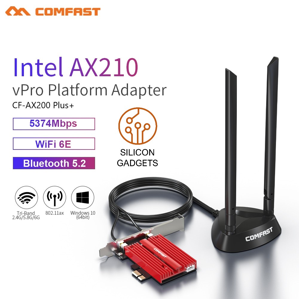 [รับประกัน 1 ปี] WiFi6E PCI-E Adapter Intel AX210 Tri-Band 2.4/5/6GHz ...