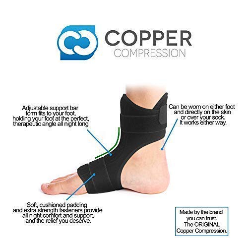 Copper Compression Plantar Fasciitis Night Splint - Drop Foot Brace and ...