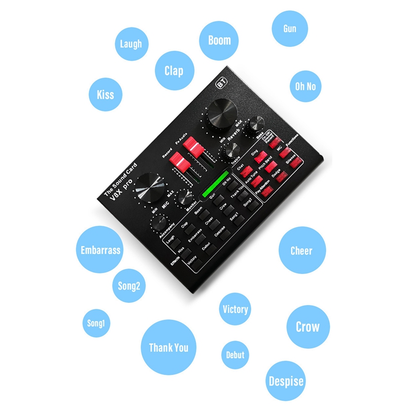 V8X PRO Audio Mixer Live Sound Card Bluetooth 15 Sound Mode DSP ...