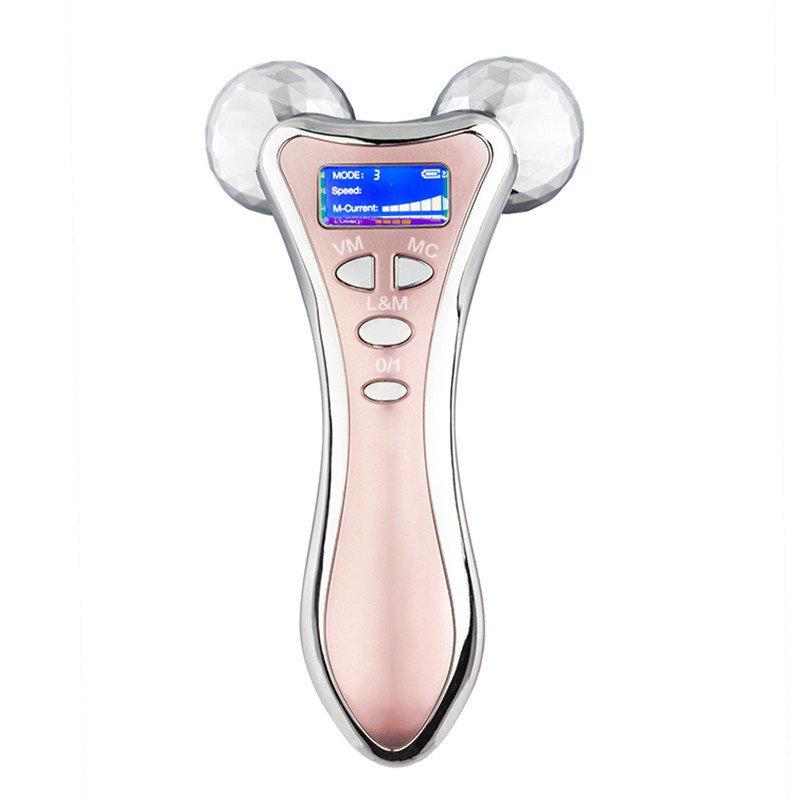 Micro Current Vibration 3d Face Roller Massager Ems Microcurrent Face