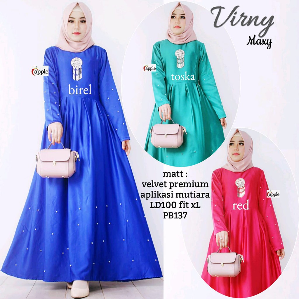 Realpict VIRNY maxy ชุดเดรสยาว แขนยาว ประดับมุก สไตล์มุสลิม สําหรับ ...