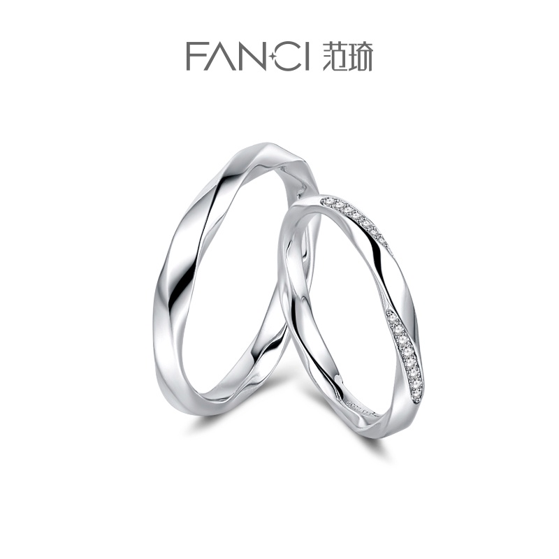 Fanci Fan Qi เครื่องประดับเงิน Mobius series แหวนคู่รักที่ไม่มีที่สิ้นสุด 925 เงินปิดแหวนเพทาย ...