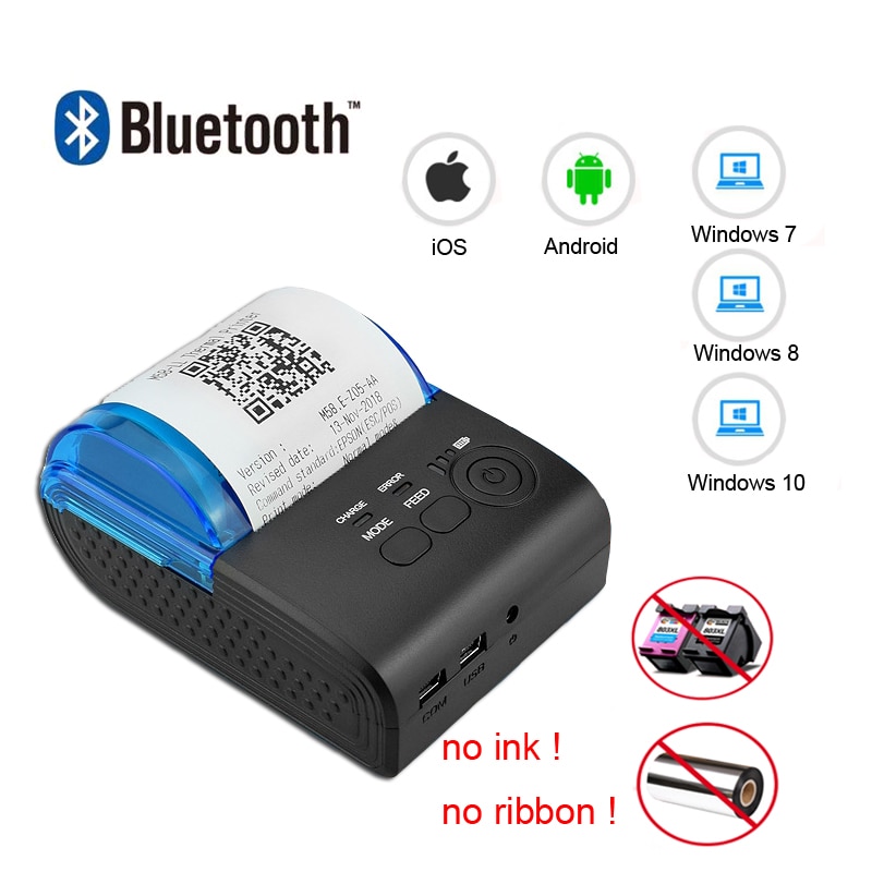 58mm Bluetooth Thermal Printer Mini POS Receipt Printer Bill Machine ...