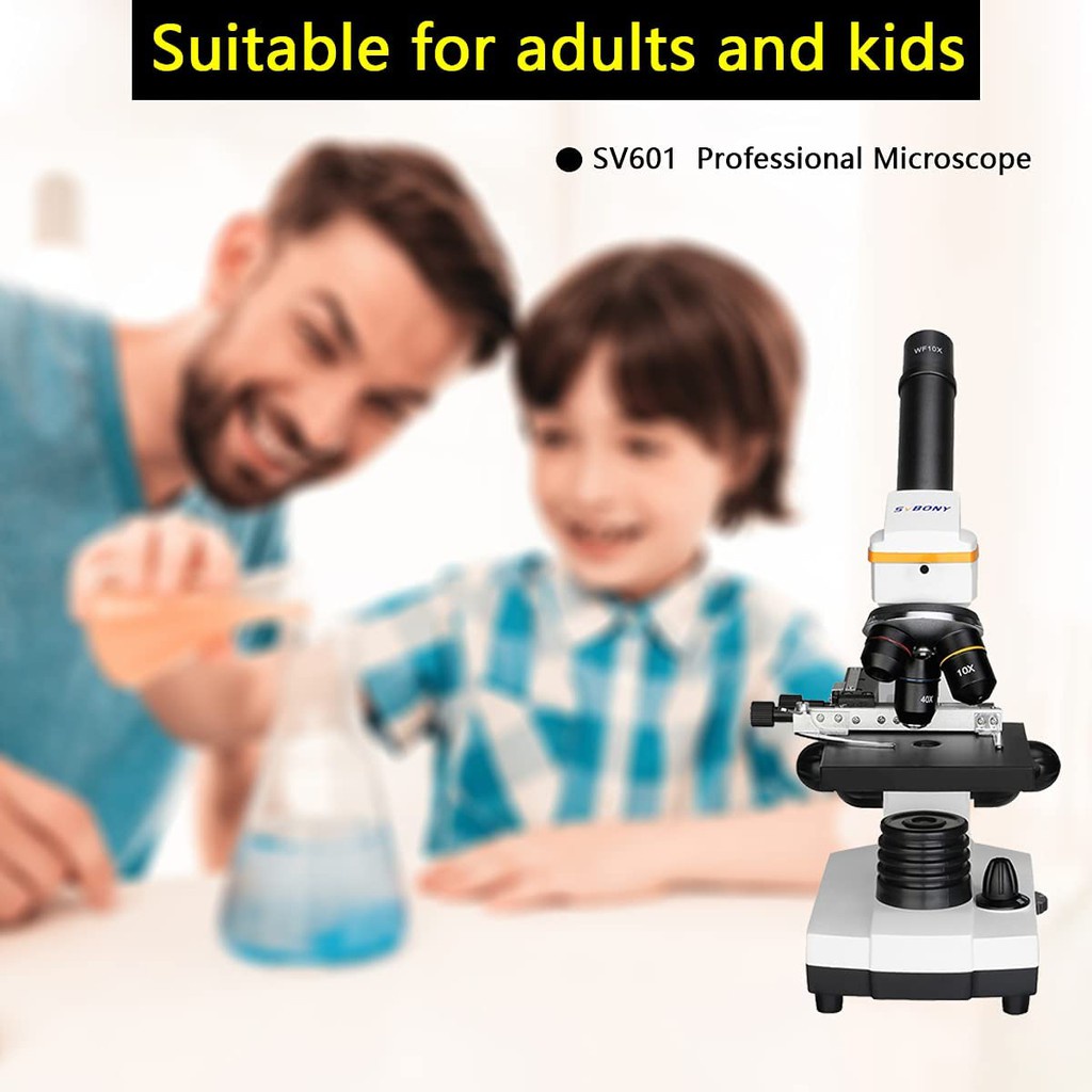 SVBONY SV601 กล้องจุลทรรศน์มืออาชีพ HD 40X-1600X แบบพกพาทางชีวภาพอิเล็กทรอนิกส์แบบคู่แสงโฟกัส ...