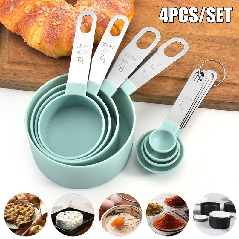 Stainless Steel 4Pcs PP Measuring Cups Spoons Kitchen Baking Cooking ...