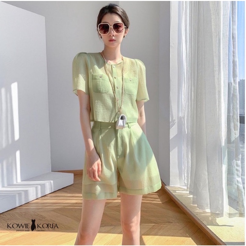 Kowie Korea Nadia ( SS- 258 -GR ) ชุดเซทเสื้อกางเกง สีเขียว price 1090 ...