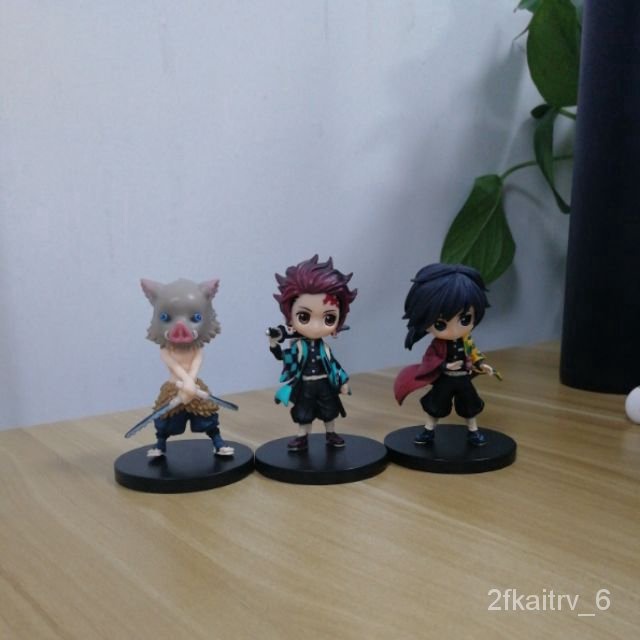 เตรียมจัดส่งQposket 6pcs/set Demon Slayer: Kimetsu no Yaiba Tanjirou Nezuko and Zenitsu Mini ...