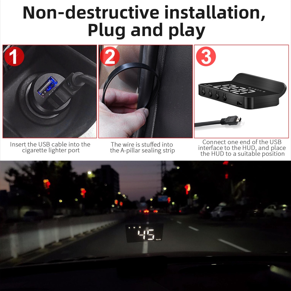 Car HUD GPS Gauge Head up Display Speedometer 3D Reflection Speed ...