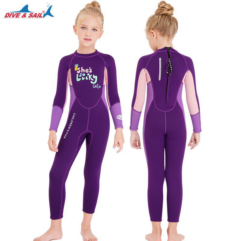 Dive Sail 2.5mm Kids Diving Suit Baby Girls Long-Sleeve Swimming Suits ...