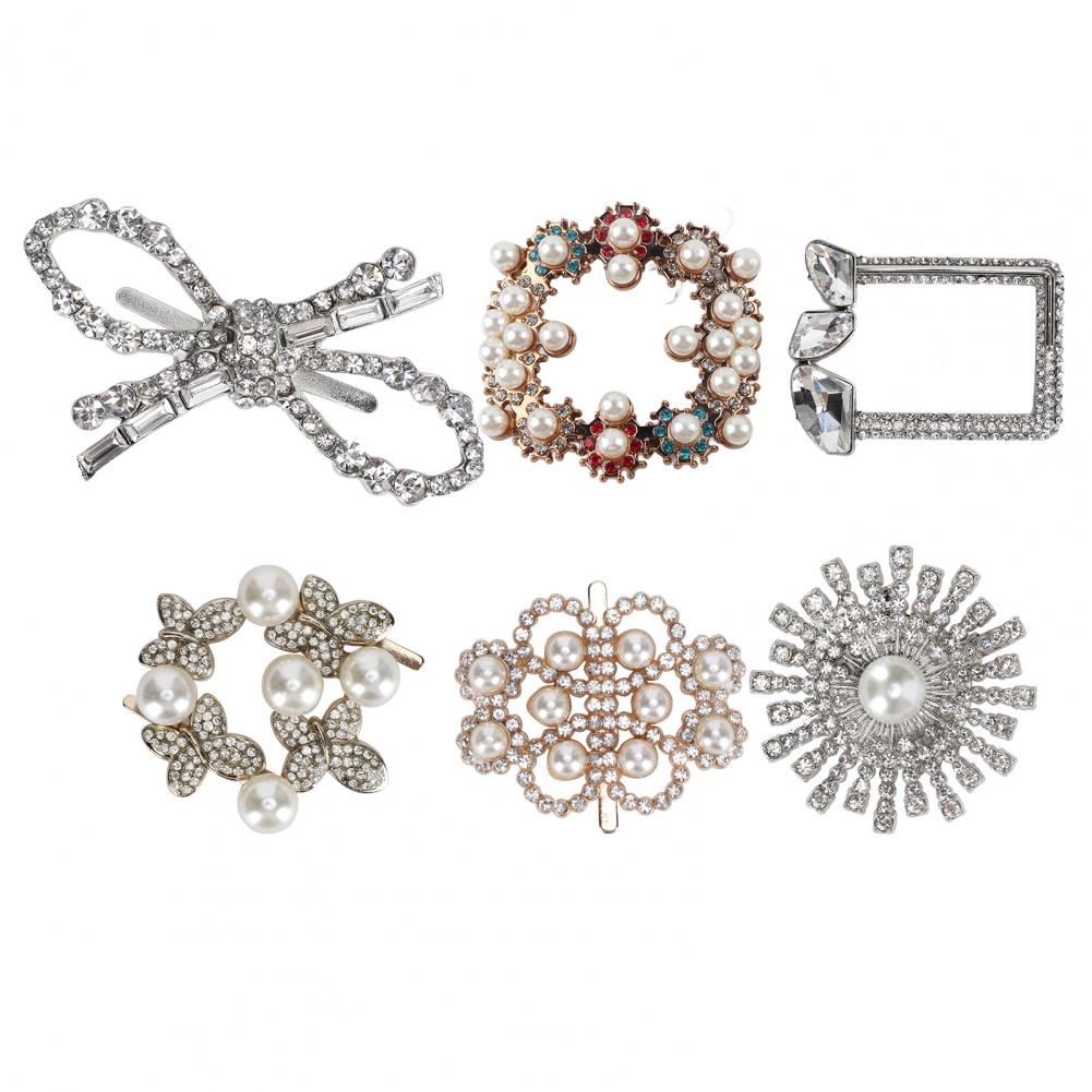 4 Pcs Diamond Pearl Decorations Shoe Clips Alloy Jewelry Ornaments 6 ...
