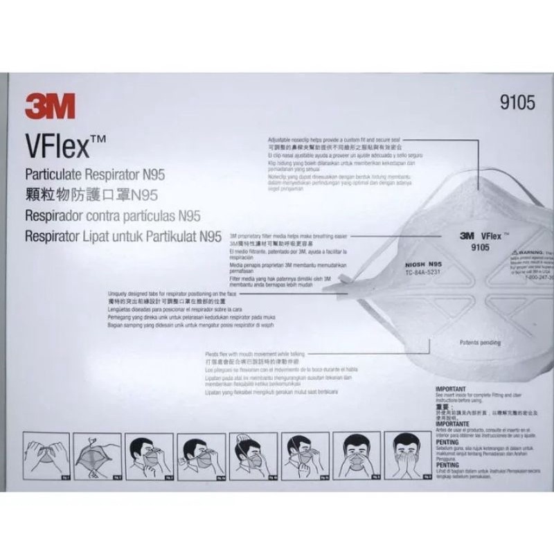 3M 9105 Vflex N95 (50ชิ้น) หน้ากากอนามัย รองรับมาตรฐานตรงตาม WHO องค์กรอนามัยโลกหน้ากาก N95 ...
