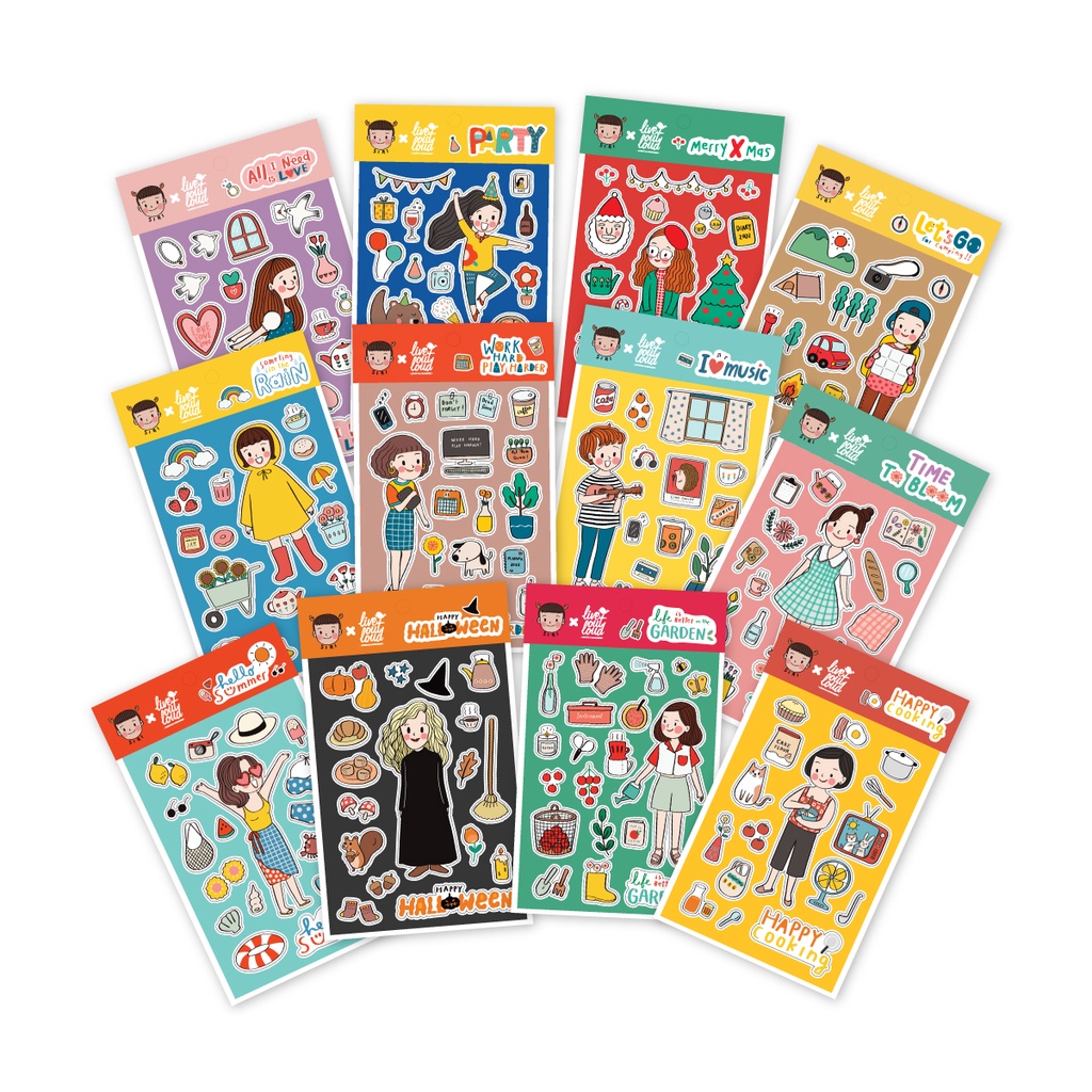 Live Out Loud x SIRI Sticker Set 12 pcs. เซตสติกเกอร์จากนักวาดภาพประกอบ ...