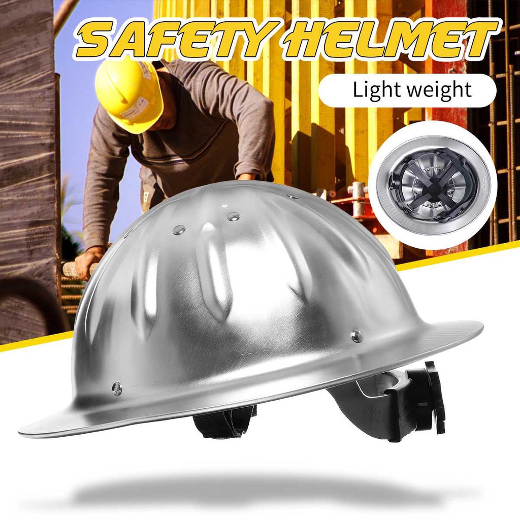Aluminum Alloy Safety Helmet Wide Brim Hard Hat Lightweight Metal ...