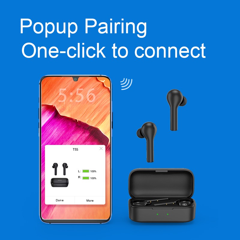 QCY T5S หูฟังบลูทูธ หูฟังเกมมิ่ง Bluetooth 5.0 หูฟังไร้สาย TWS หูฟัง Gaming for Android/iPhone ...