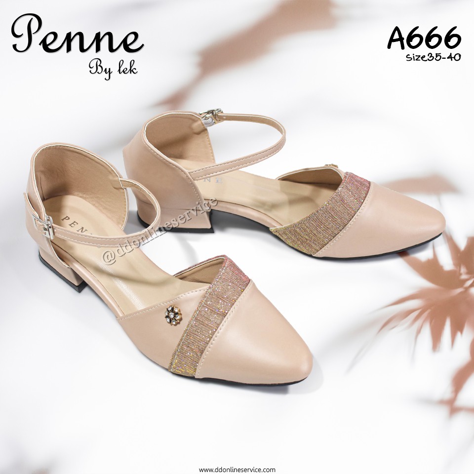 Penne A666 รองเท้าส้นสูงหัวแลม รองเท้ารัดส้น รองเท้าแฟชั่นผู้หญิง ...