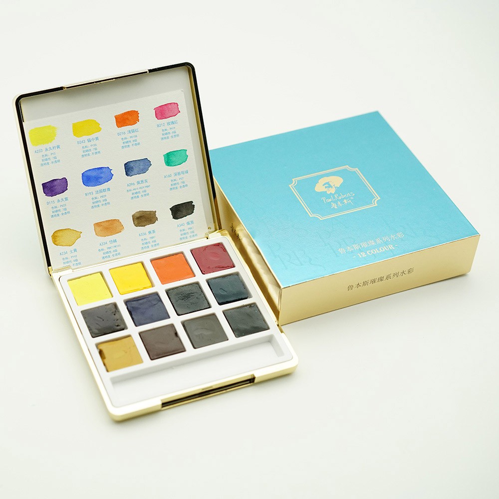 12 Colors Solid Watercolor Bright New Series of 12-color gold/green ...
