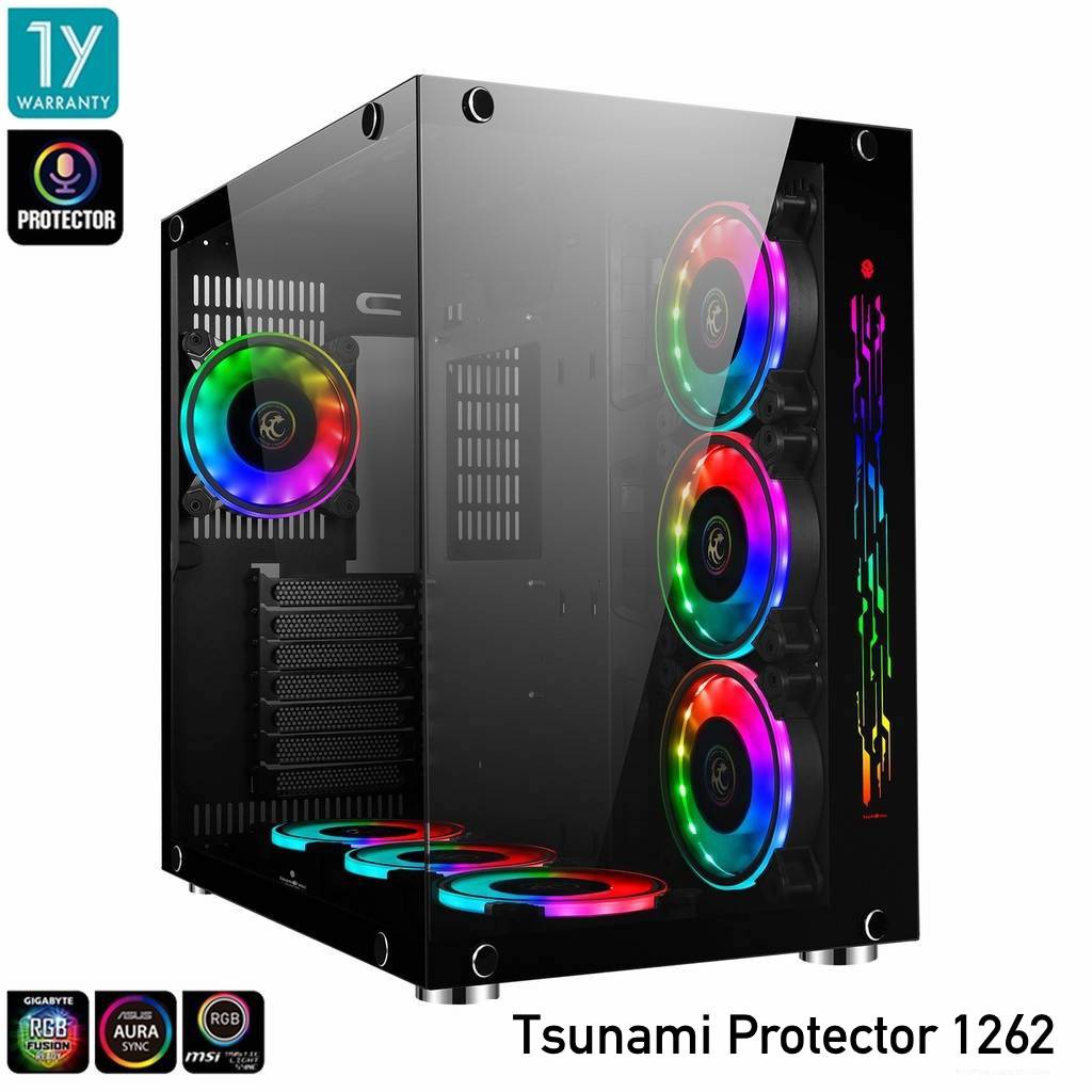 Tsunami Protector VISION 1262 Sound Sync ARGB Tempered Glass+12CM ARGB ...