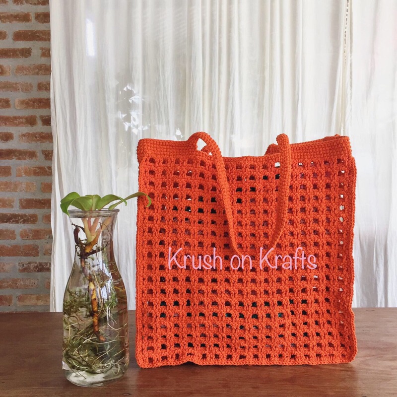 กระเป๋าถักแฮนด์เมด แบบTote bag | Shopee Thailand