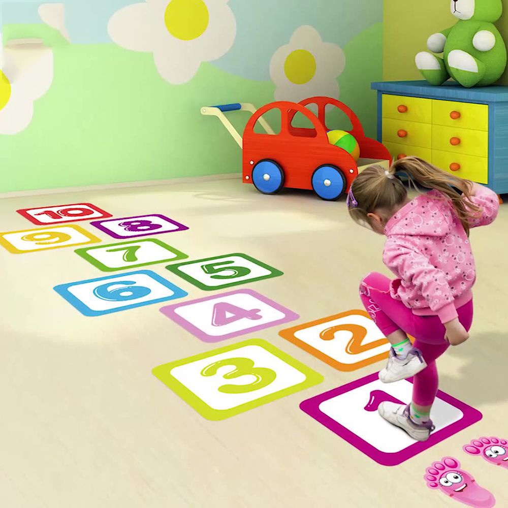 ORIENTLII 1Pc Cartoon Hopscotch Game Floor Sticker Waterproof Removable ...